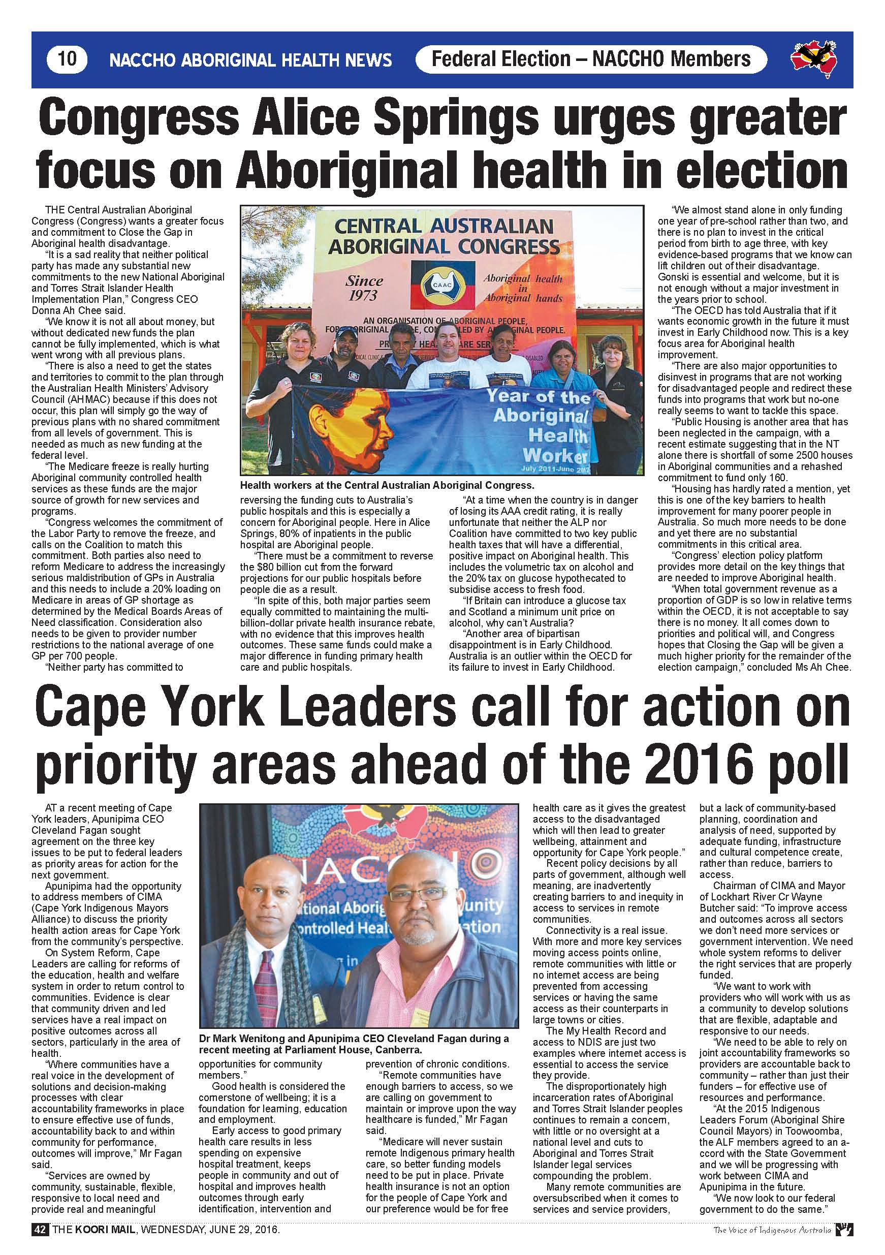 Naccho Coag Press Releaseaboriginal Health Relies On Coag